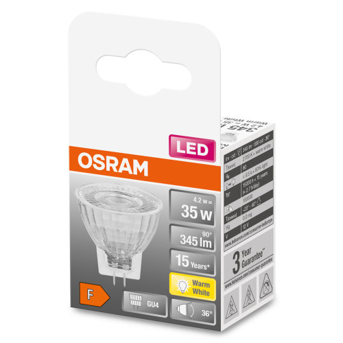Osram LED Star MR11 35 36° GU4 Strahler Glas warmweiß 2700K