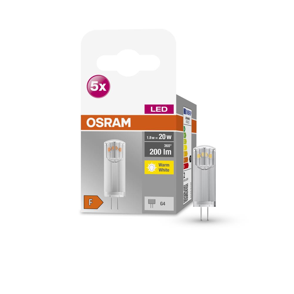 5er Pack Osram G4 LED PIN 12V Warmweiss 1,8W