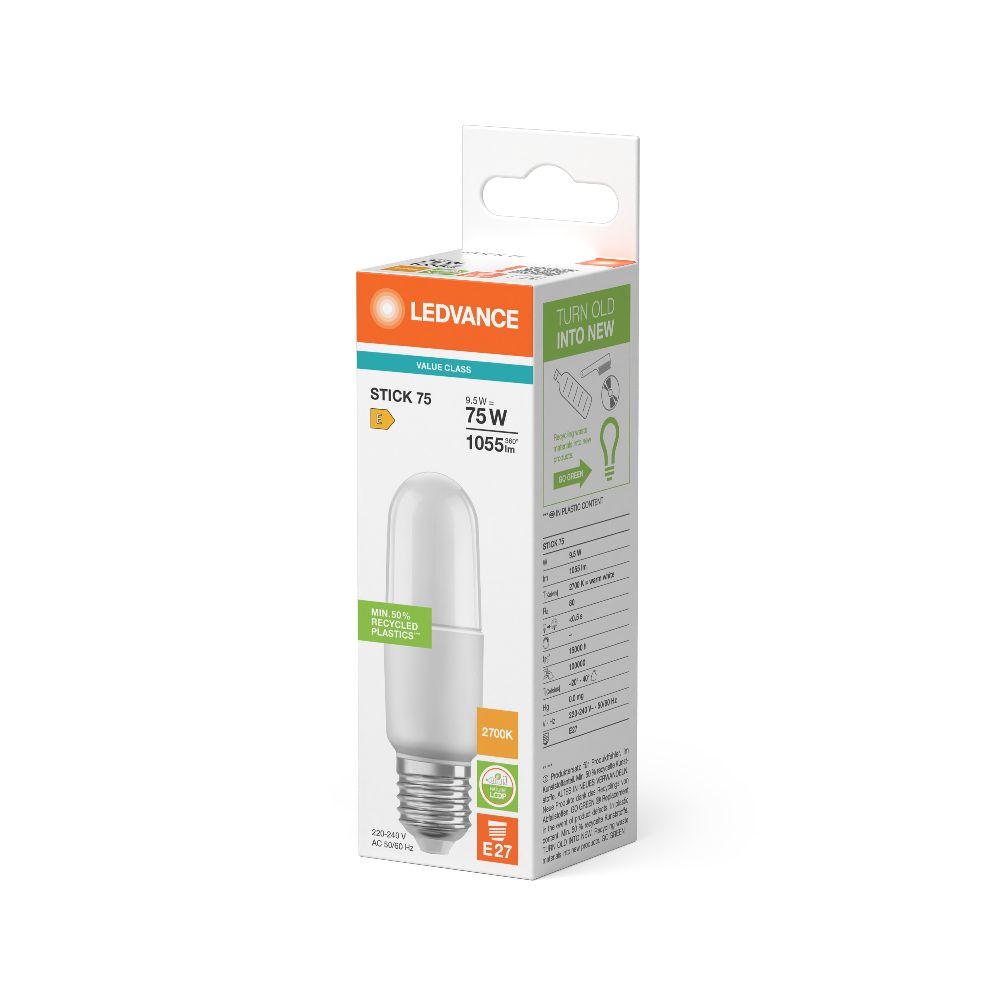 E27 STICK LED Lampe 9W wie 75W 2700K