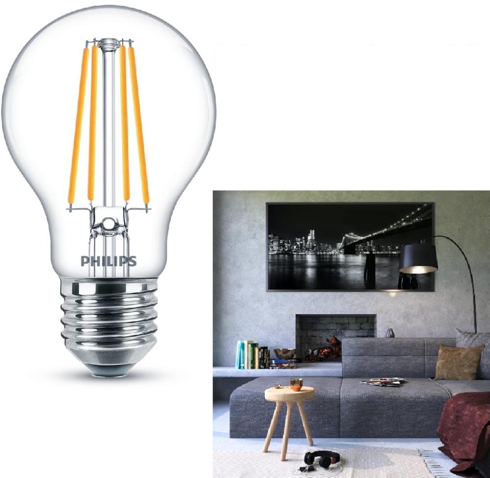 PHILIPS E27 LED Filament Lampe 8,5W wie 75W 4000K