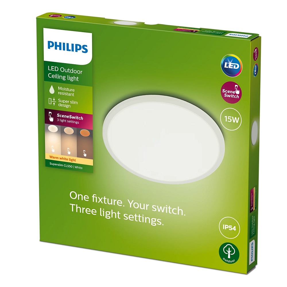 Philips SuperSlim LED IP54 Ø 25cm 2.700K weiß