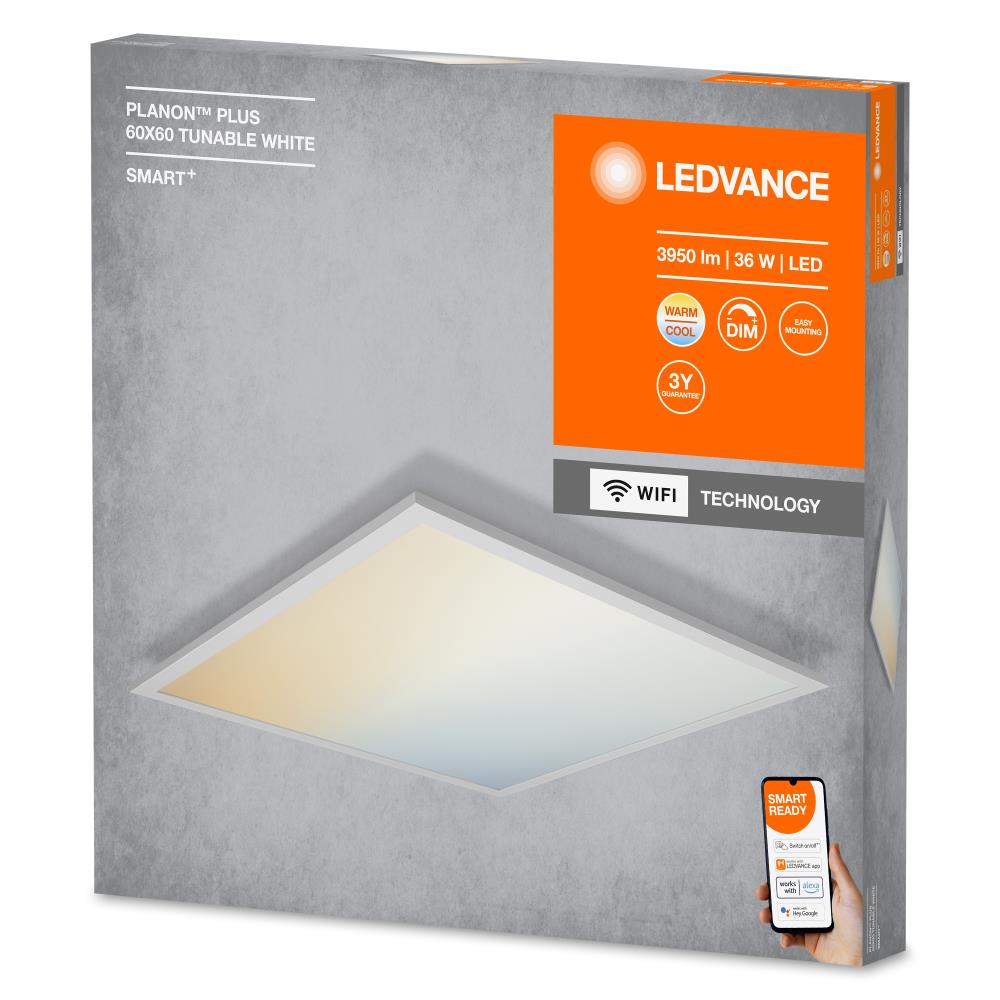 Flaches LEDVANCE SMART+ WiFi Planon Plus Aufbau Panel Tunable White Aluminium 60x60cm