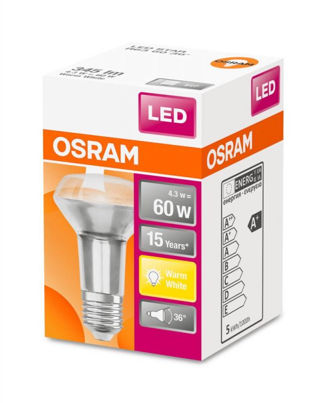 OSRAM LED STAR R63 60 36° 4.3W 2700K E27 LED Strahler FS