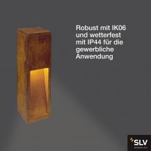 SLV 229420 RUSTY SQUARE 40cm hohe Wegeleuchte aus Stahl mit Rostpatina IP55